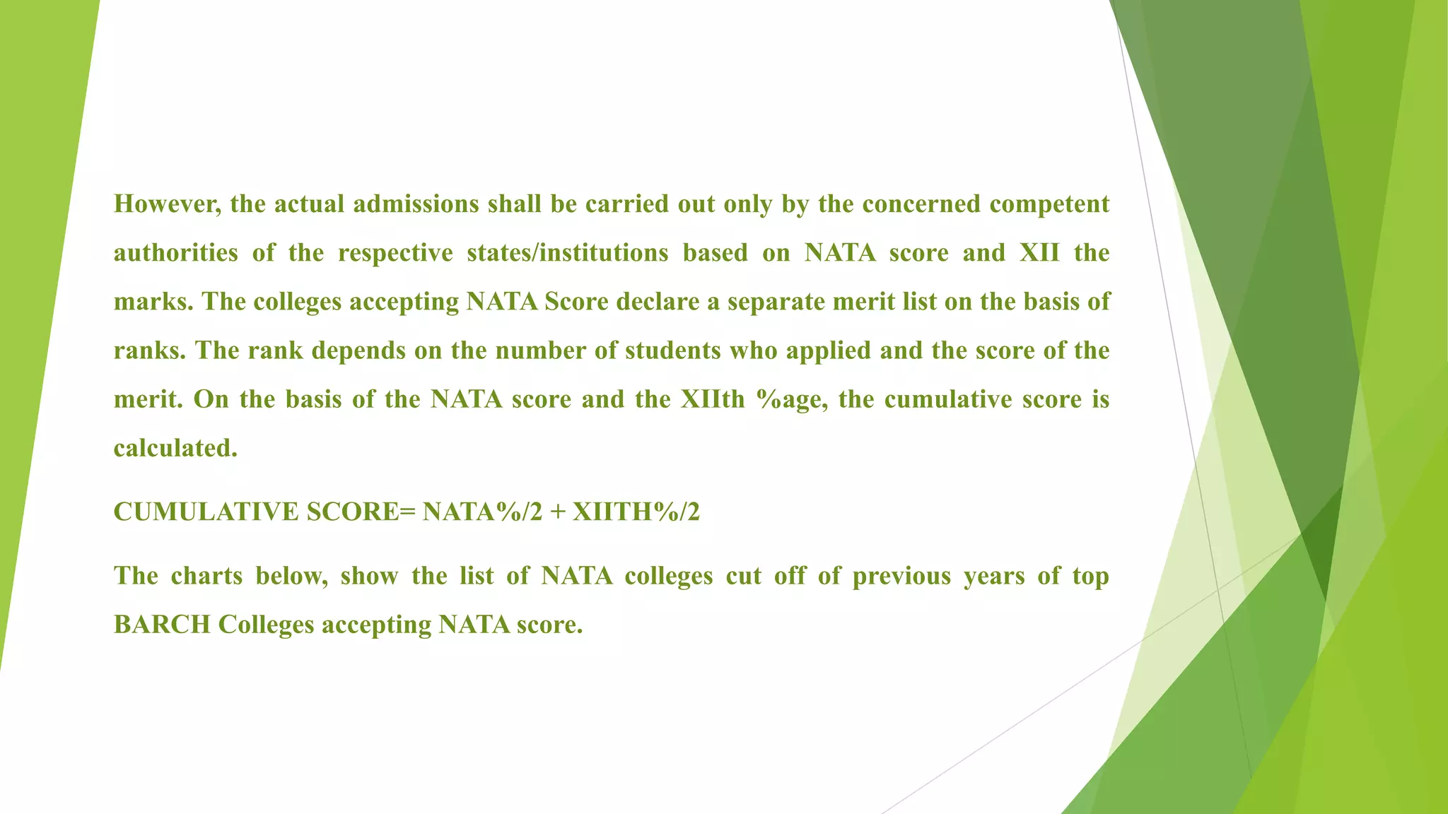 Nata colleges cut off | PPT