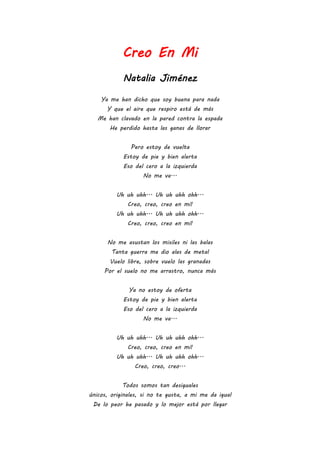 Natalia Jimenez Creo En Mi