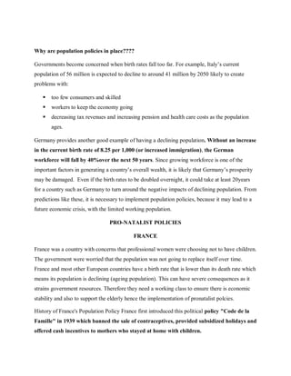 Pro-natalist and Anti-natalist policies | PDF