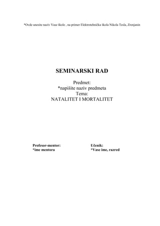 Natalitet i mortalitet | DOC