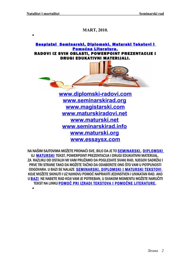 Natalitet i mortalitet | DOC