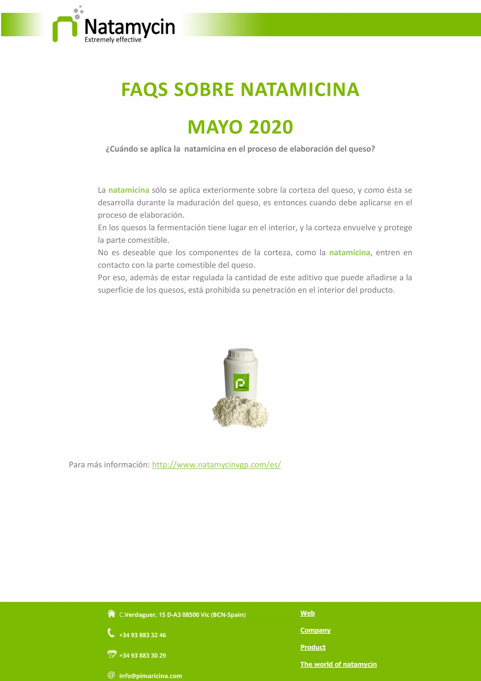 ¿Cuándo se aplica la natamicina en el proceso de elaboración del queso ...