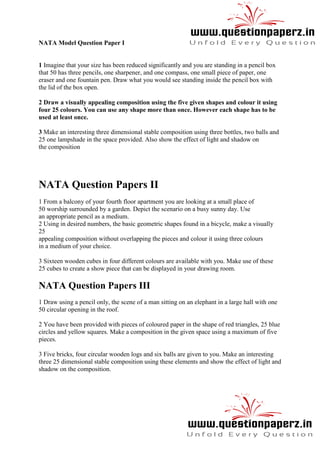 Nata model question paper 1 | PDF | Drawing and Sketching | Arts and Crafts