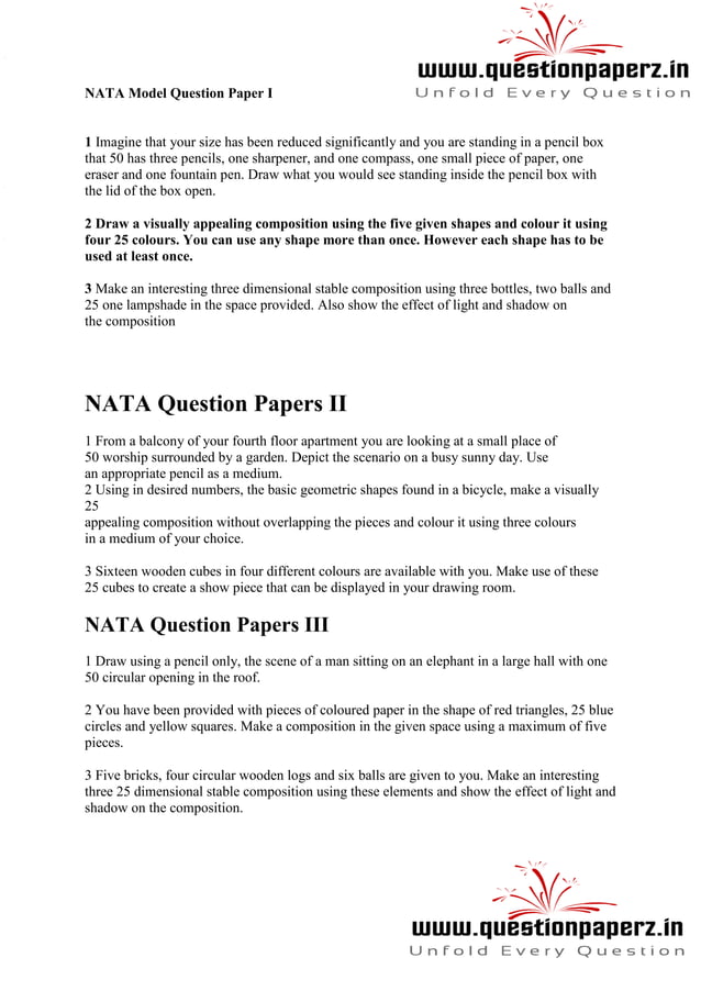 Nata model question paper 1 | PDF | Drawing and Sketching | Arts and Crafts