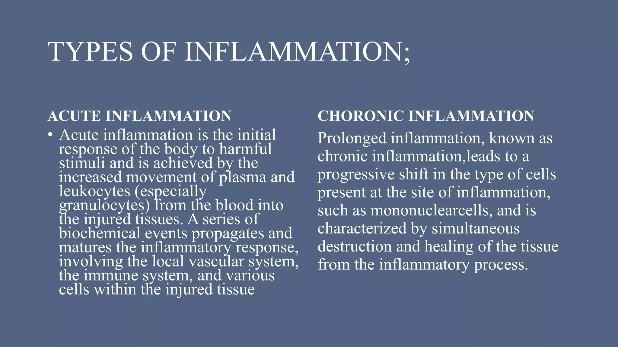 INFLAMMATION,types,morphological patterns,acute inflammation,chronic ...
