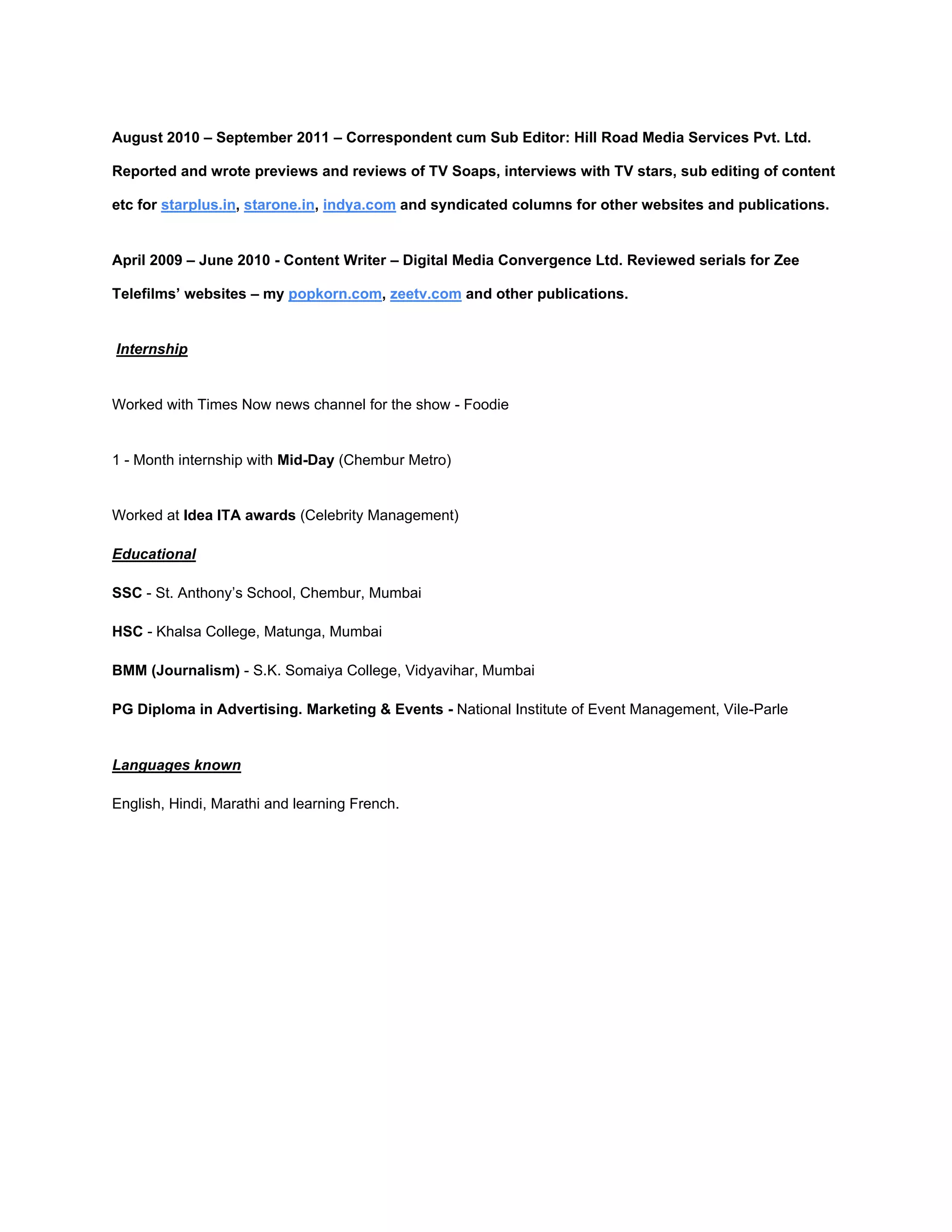 Natasha resume | PDF