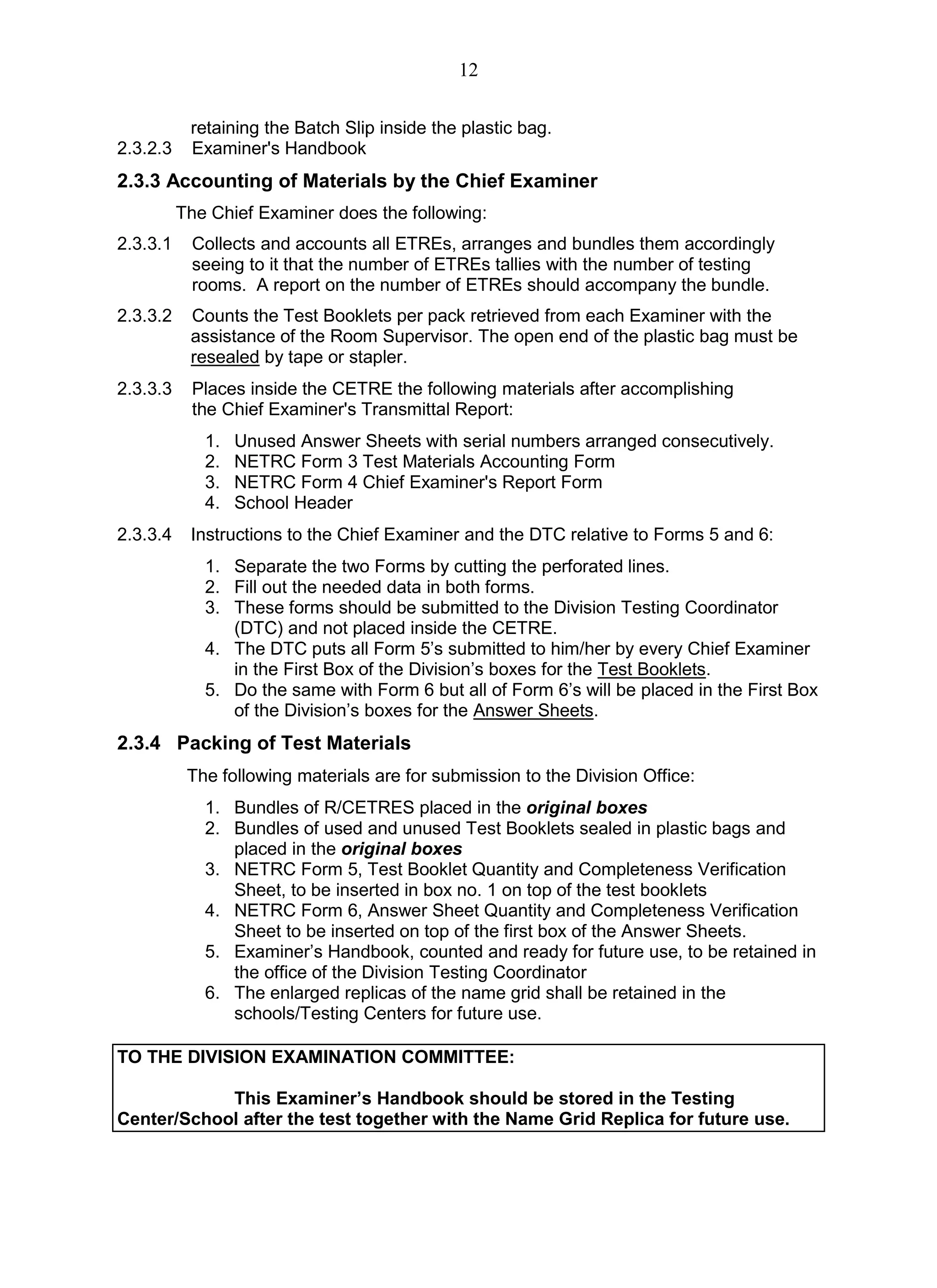 Nat examiner's handbook grade 6 2015 | PDF