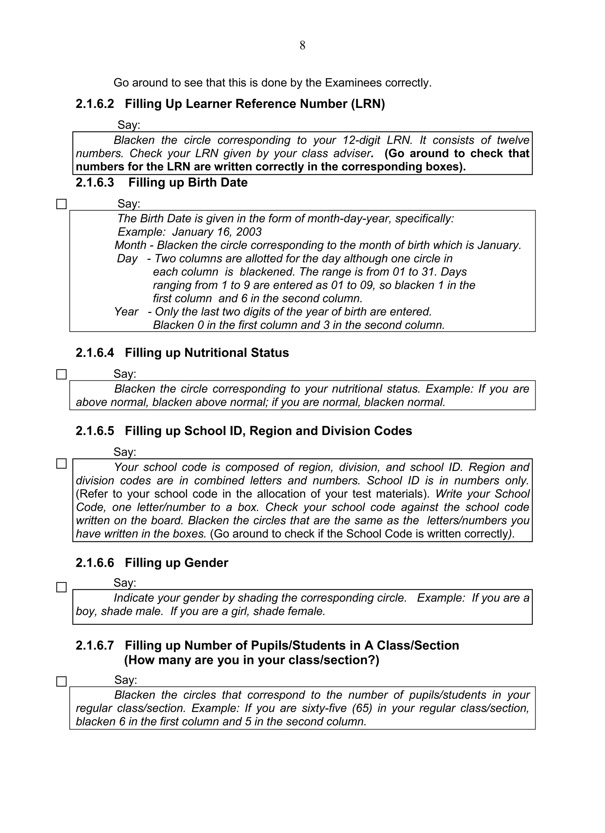 Nat examiner's handbook grade 6 2015 | PDF