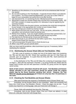 Nat examiner's handbook grade 6 2015 | PDF