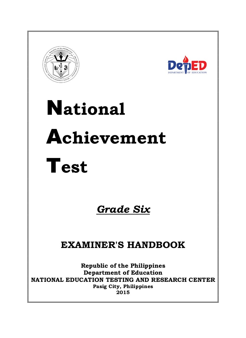 Nat Examiner s Handbook Grade 6 2015 Nat Examiner s Handbook Grade 6 2015