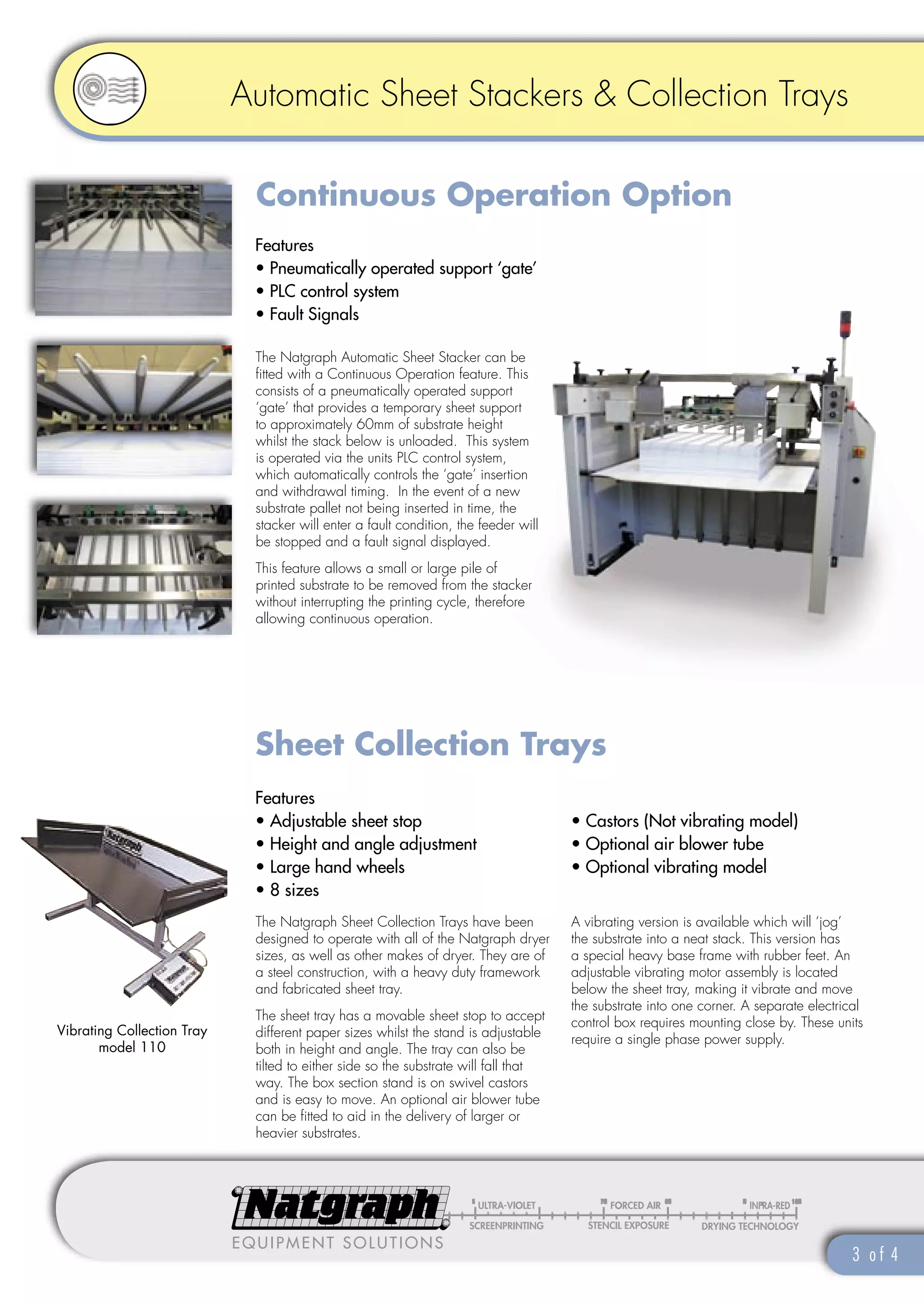 Natgraph Automatic Sheet Stackers & Collection Trays | PDF
