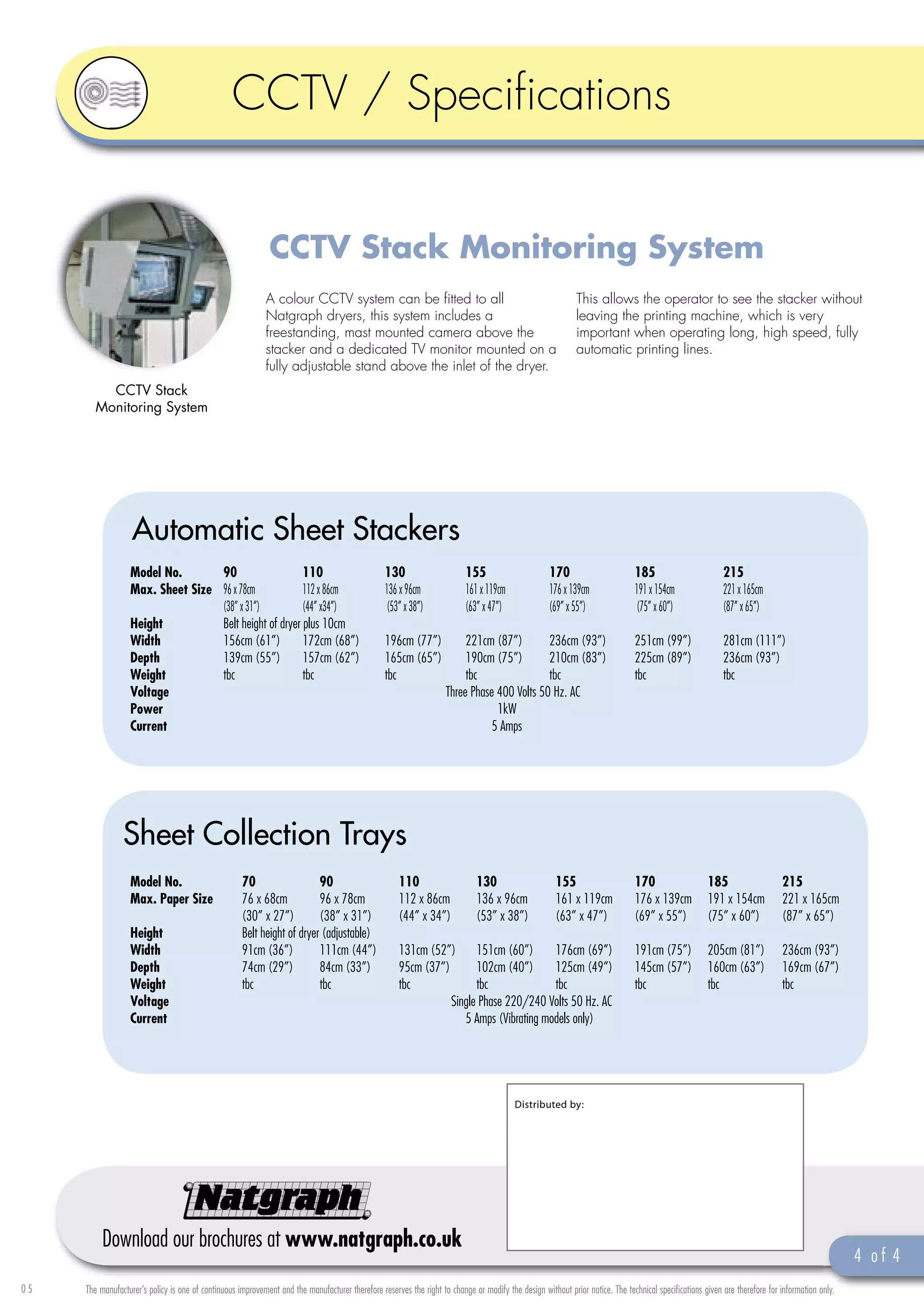 Natgraph Automatic Sheet Stackers & Collection Trays | PDF