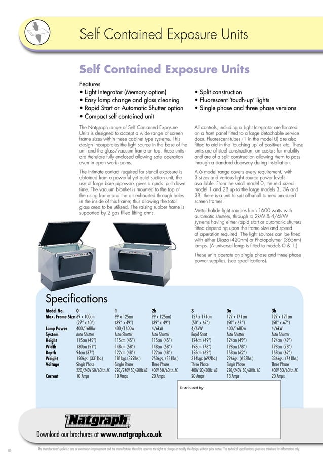Natgraph Self Contained Exposure Units | PDF | Photography | Arts and Crafts