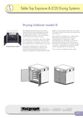 Natgraph Table Top Exposure Systems & (Cd) Drying Cabinets | PDF