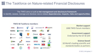 Presentation by Nathalie Borgeaud Taskforce on Nature related OECD INSPIRE Workshop Bio Risks ...