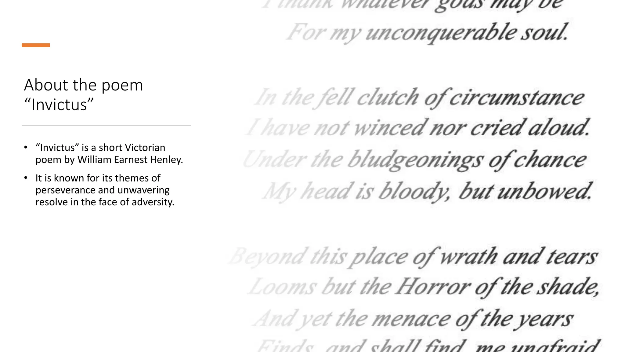 Nathan Barba: "Invictus" by William Ernest Henley | PPTX