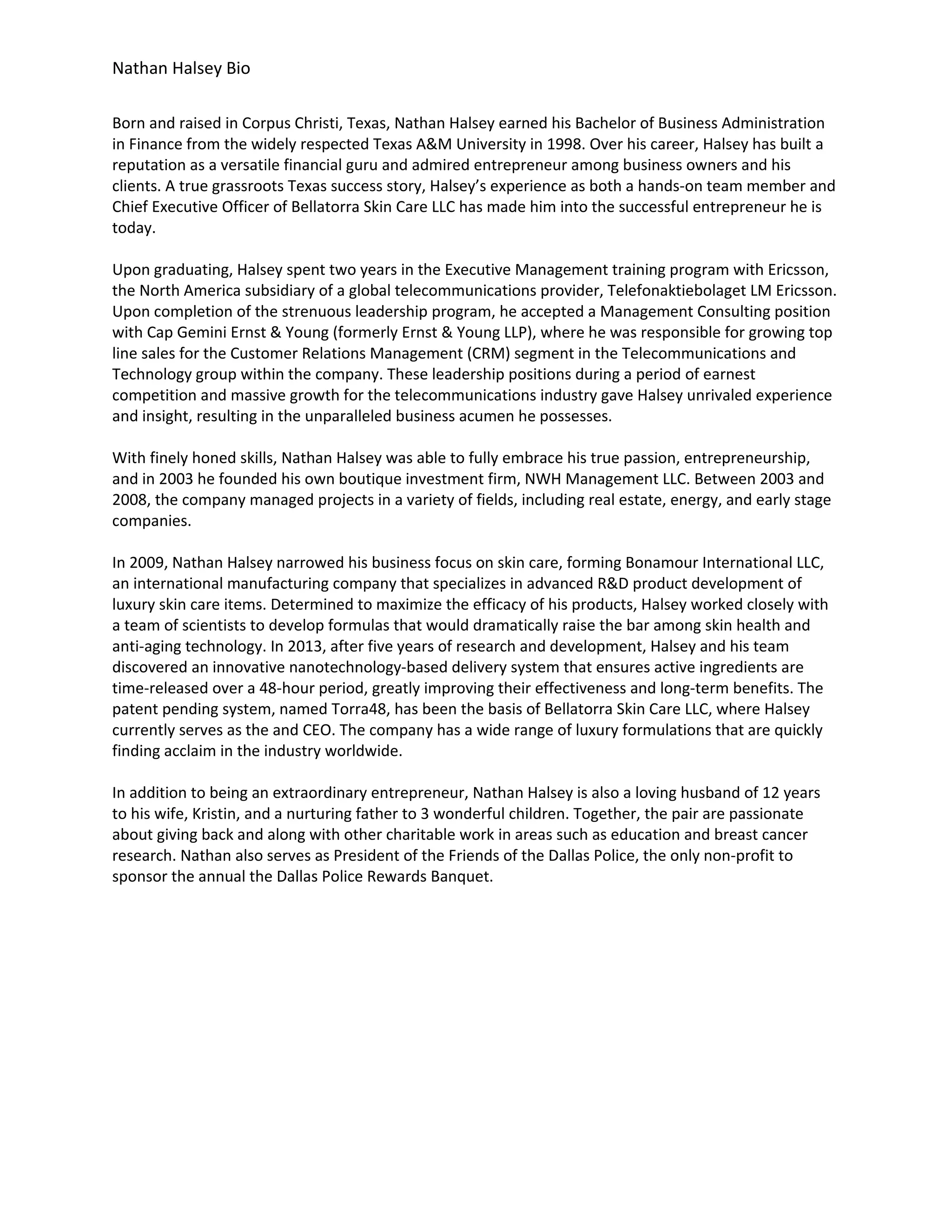 Nathan Halsey Bio | DOC