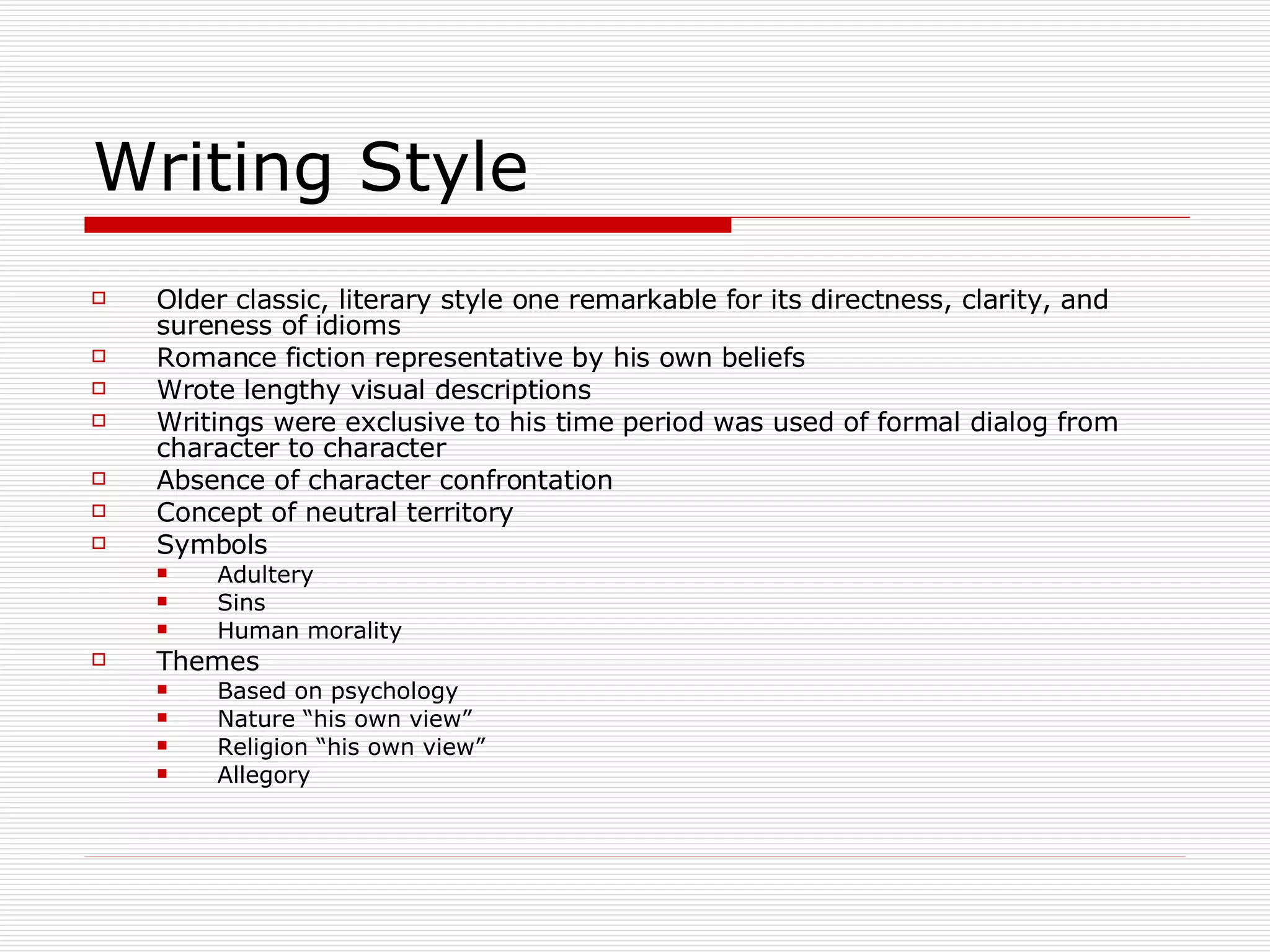 Nathaniel Hawthorne’s Writing Style | PPT