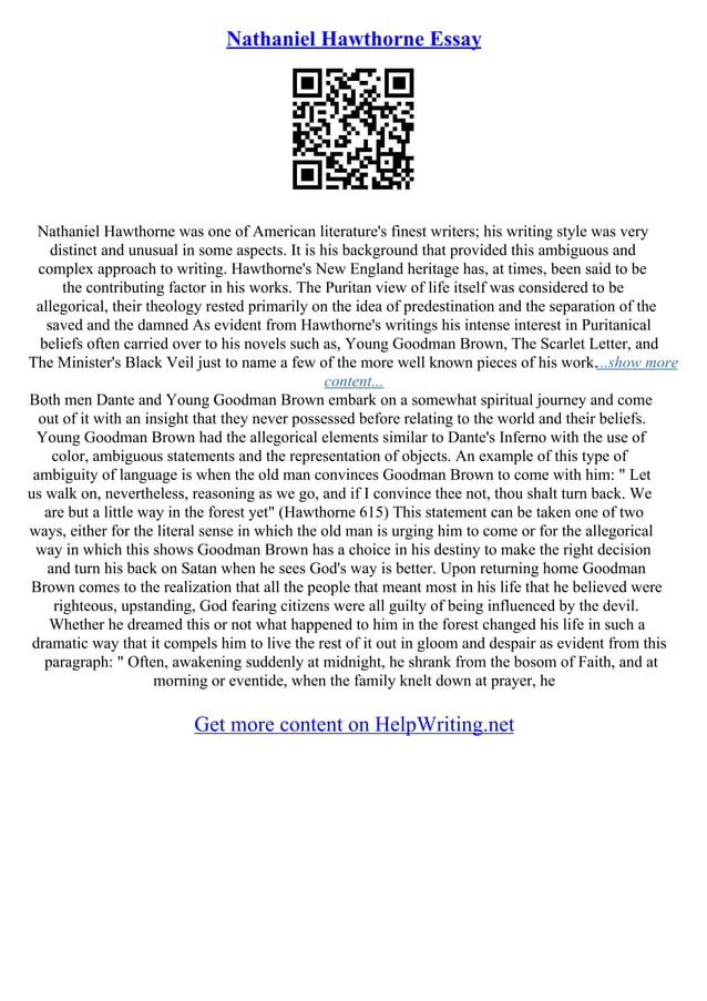 Nathaniel Hawthorne Essay | PDF
