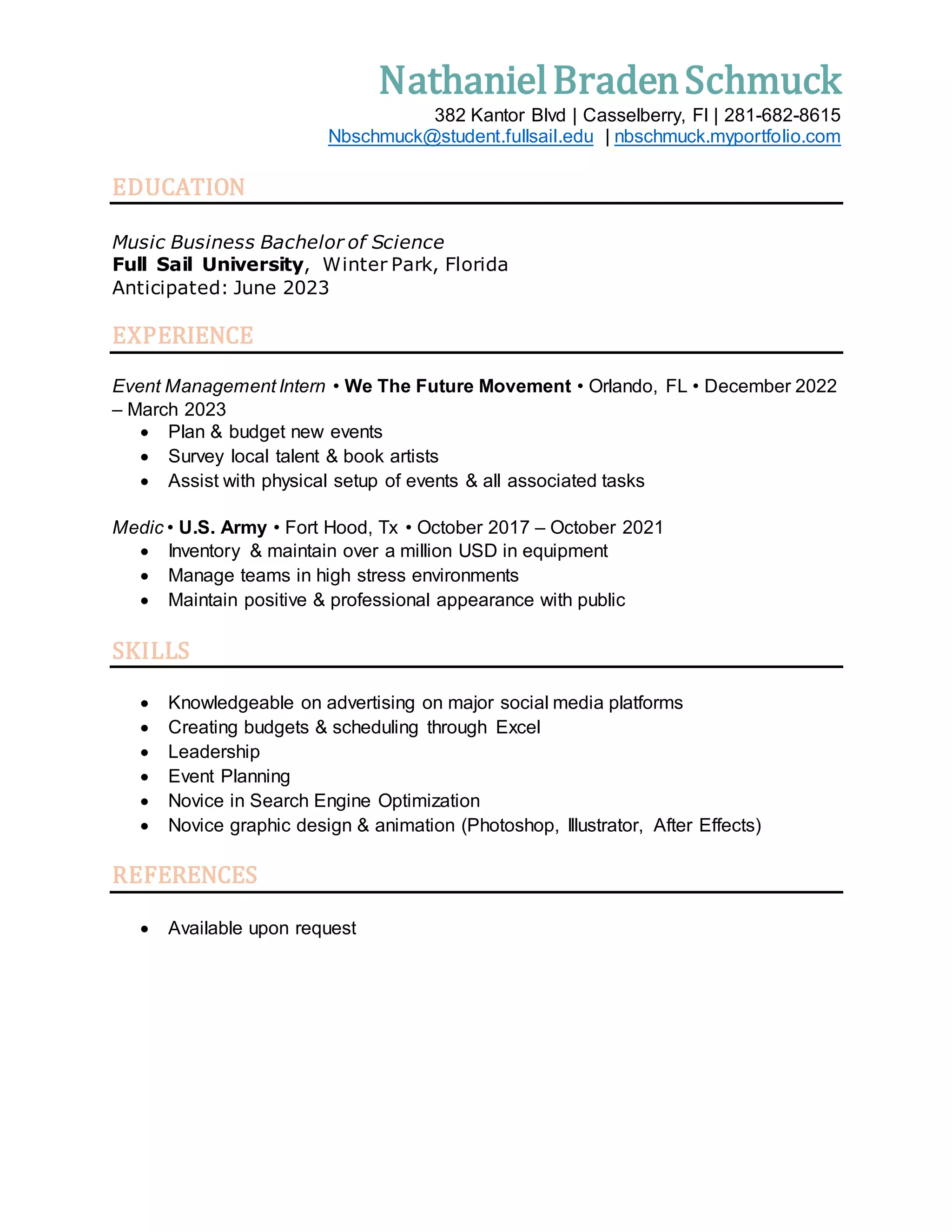 Nathaniel Schmuck Resume | DOCX
