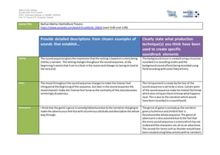 Nathan mather battle block theatre sound design in computer games analysis work sheet | DOCX