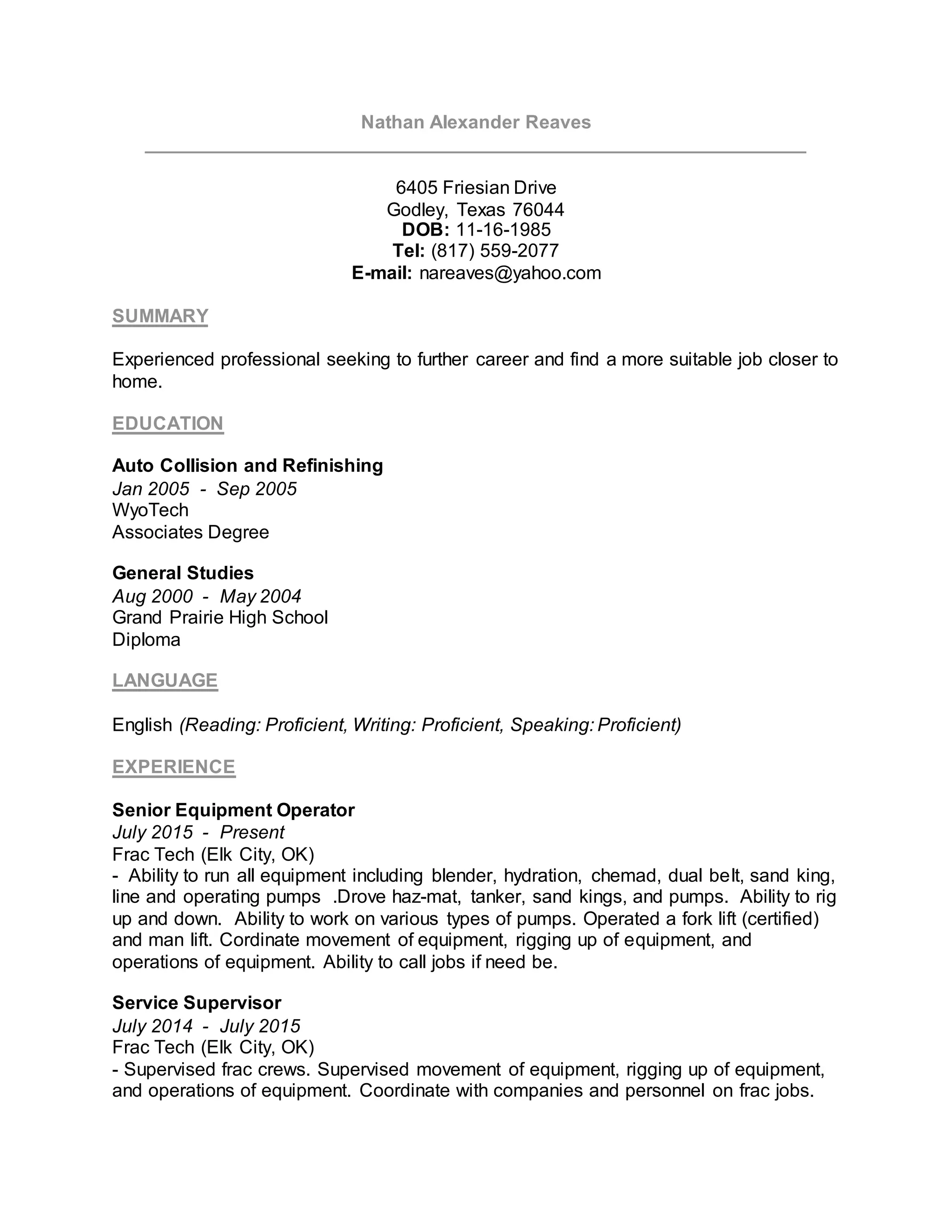 Nathan reaves resume xml | PDF