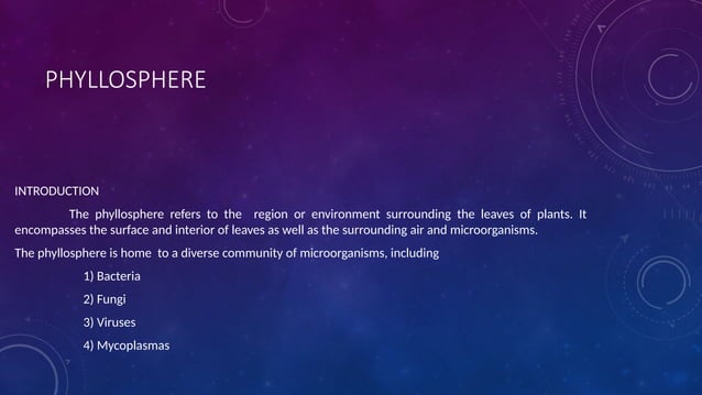 Phyllosphere - soil and agricultural microbiology SlideShare upload.pptx