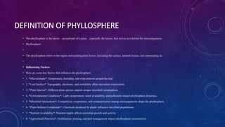 Phyllosphere - soil and agricultural microbiology SlideShare upload.pptx