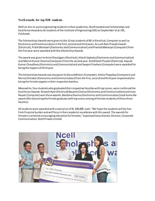 Ncell awards for top IOE students | PDF