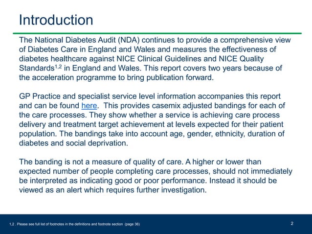 National Diabetes Audit (NDA) Care Processes and Treatment Targets 2013 ...