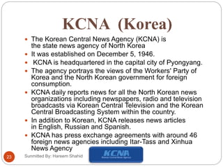 Nationl And International news agencies | PPTX