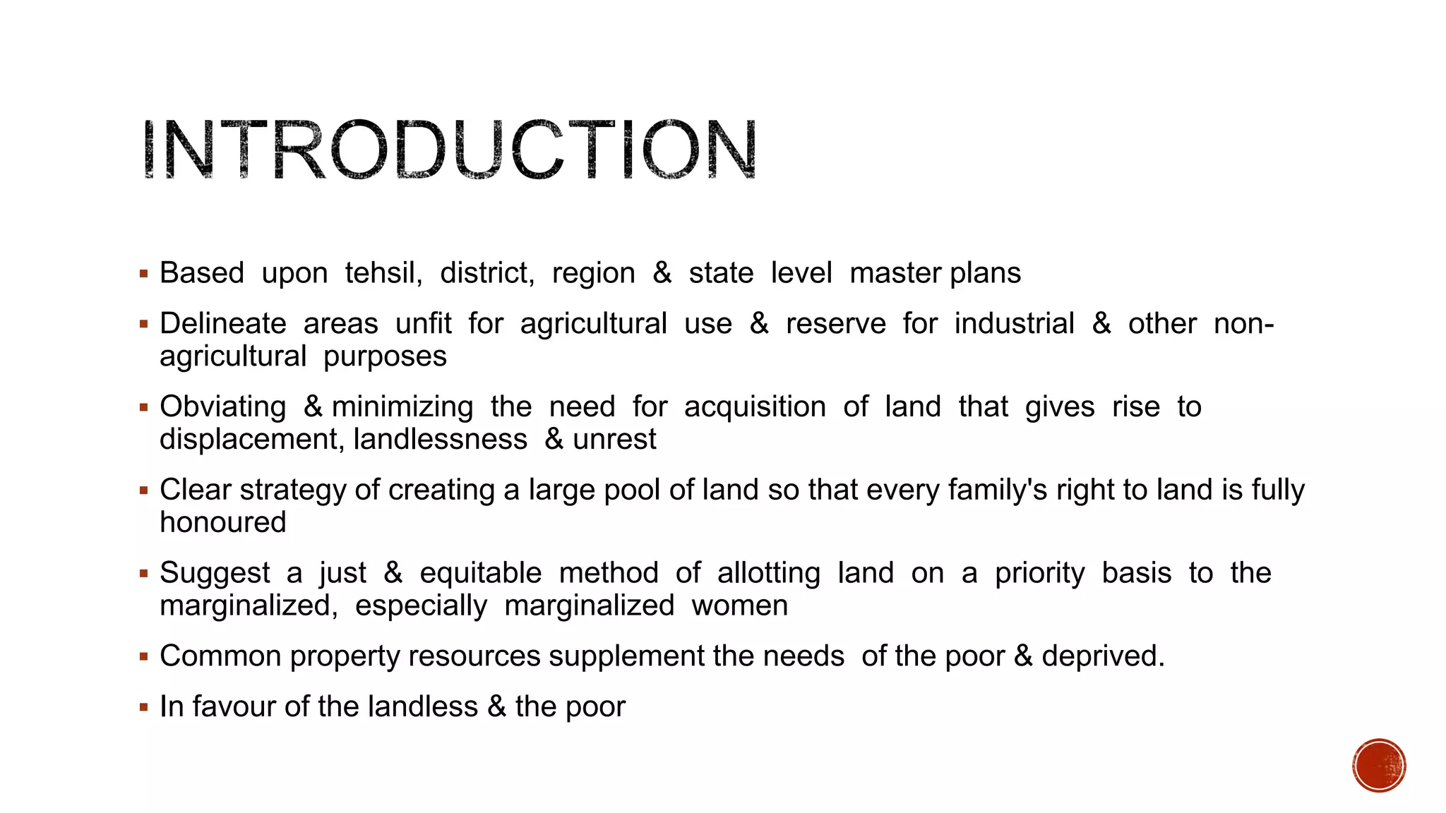 National Land Reforms Policy [Draft, July 2013] | PPTX