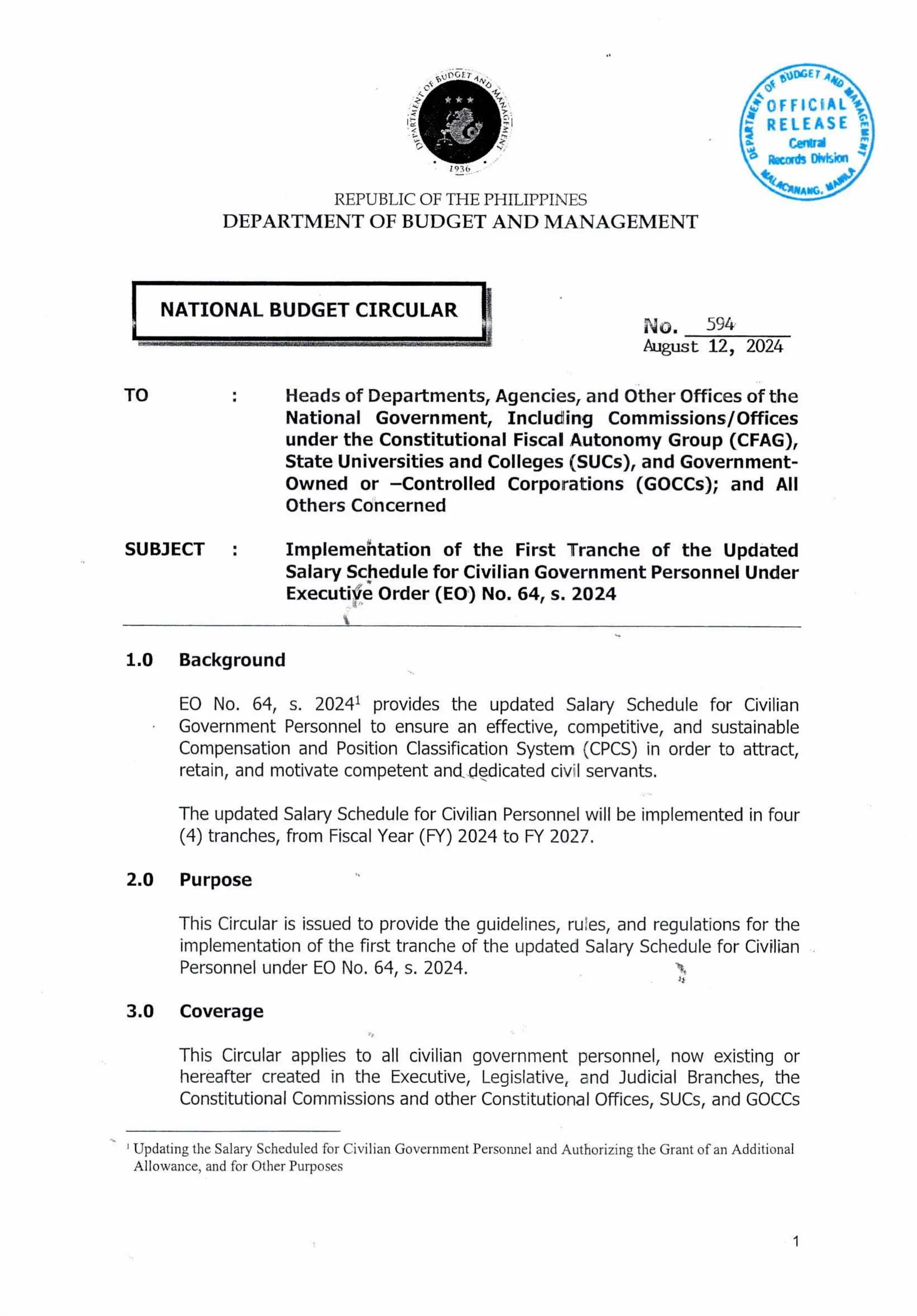 NATIONAL-BUDGET-CIRCULAR-NO-594 Of the Philippines | PDF