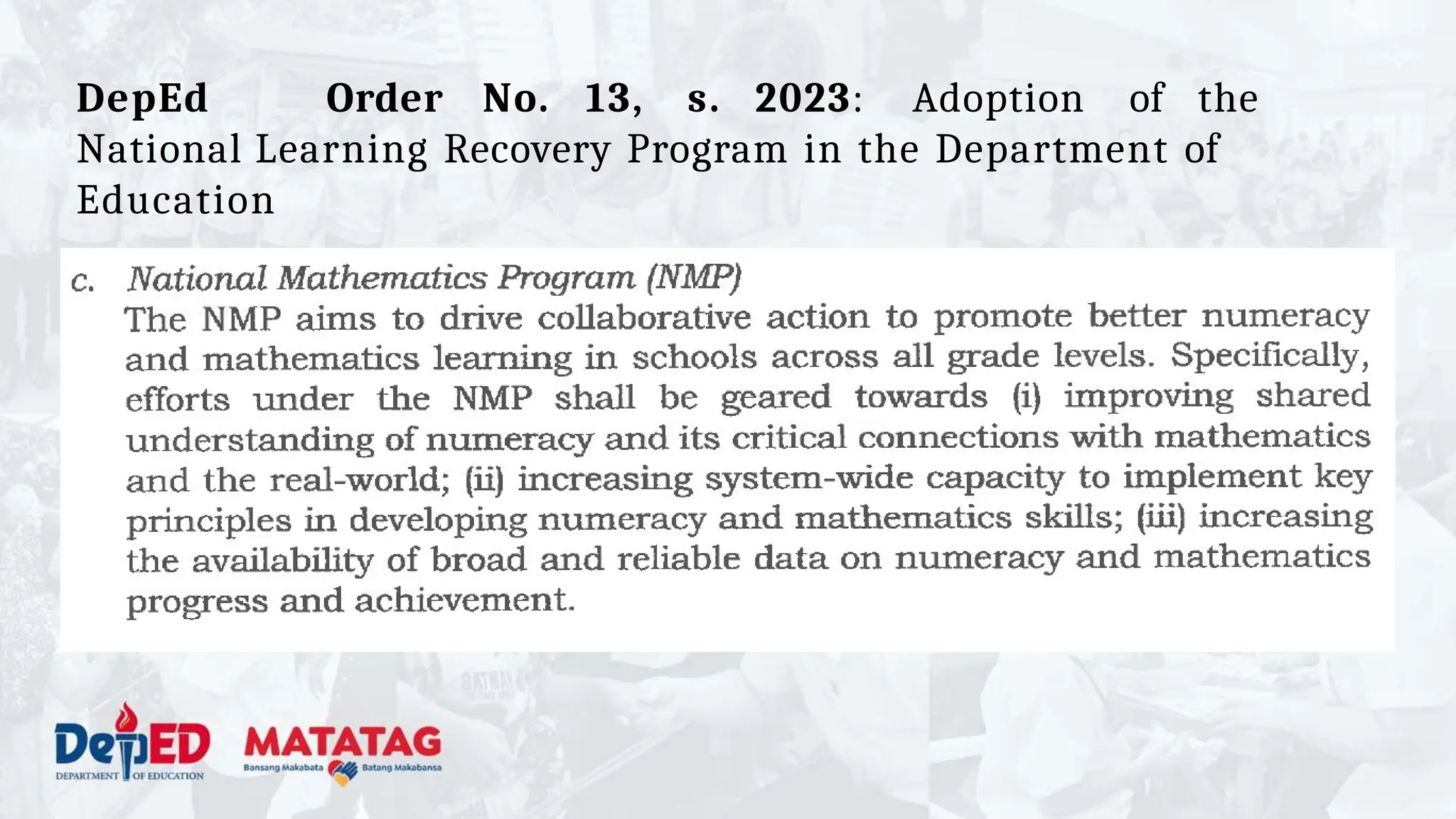 National-Mathematics-Program for Elementary and Secondarypptx | PPTX