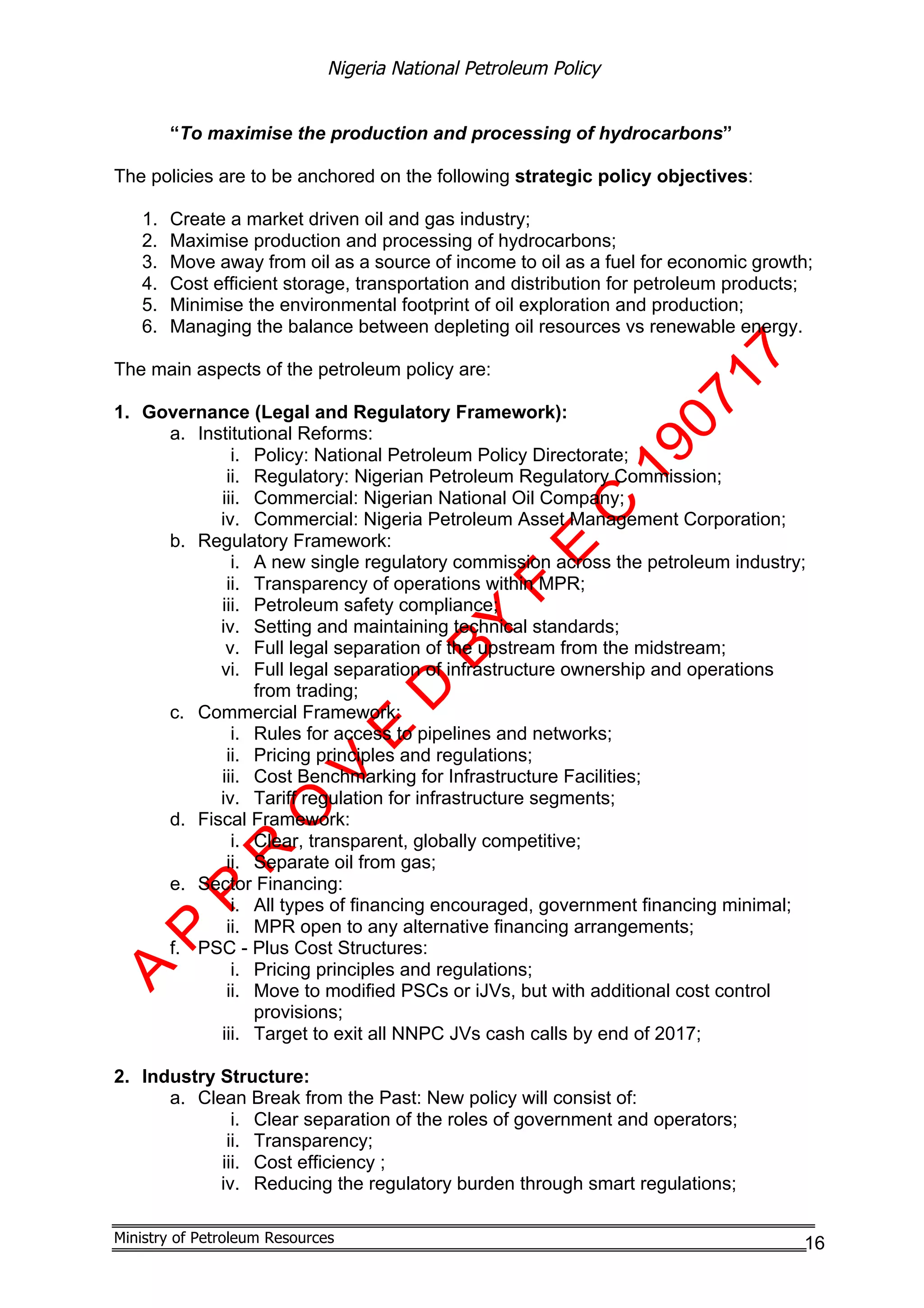 National petroleum-policy-approved-by-fec-in-july-2017 | PDF