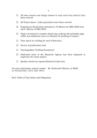 National Readership Studies India - NRS - 2006 | PDF