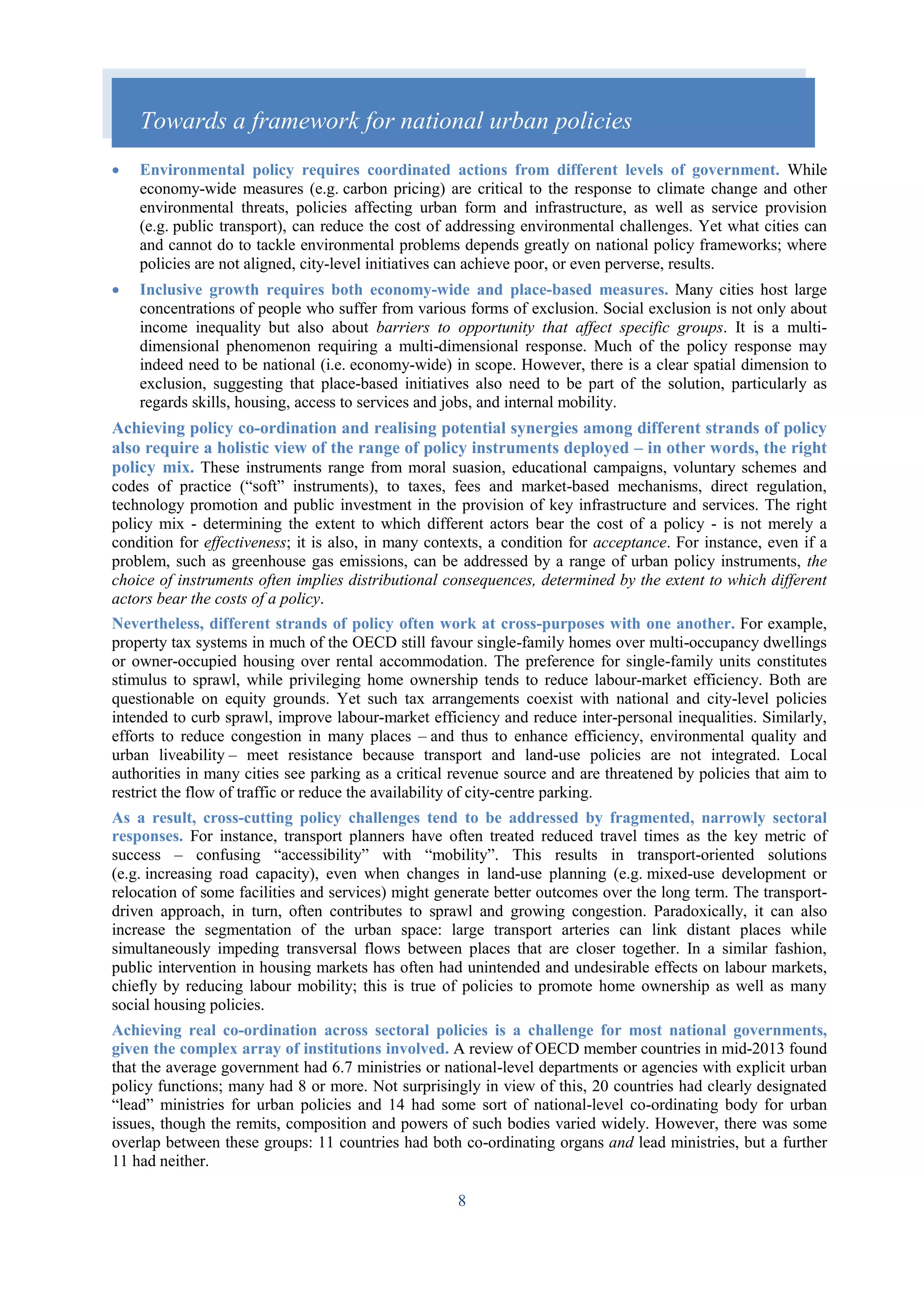 OECD National Urban Policy Framework | PDF