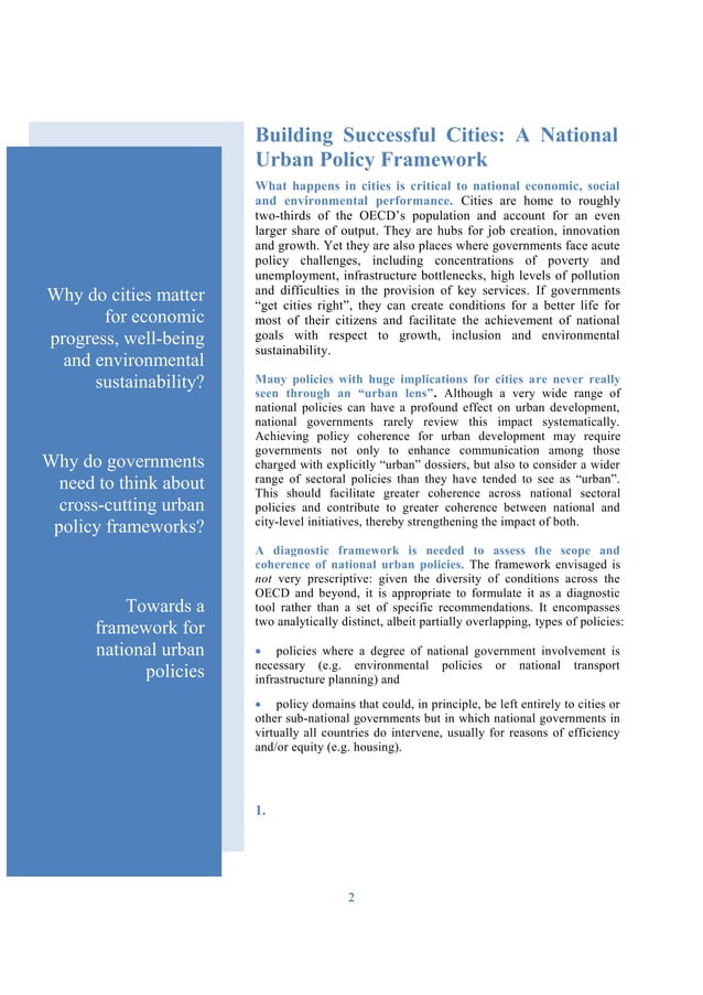 OECD National Urban Policy Framework | PDF