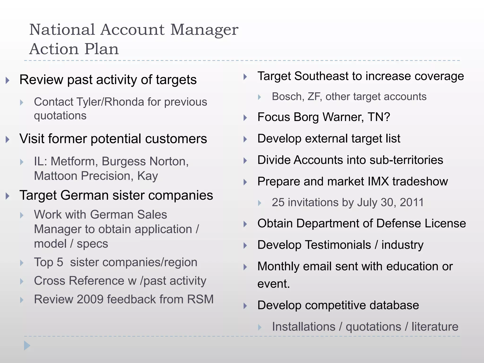 National account manager plan | PPTX