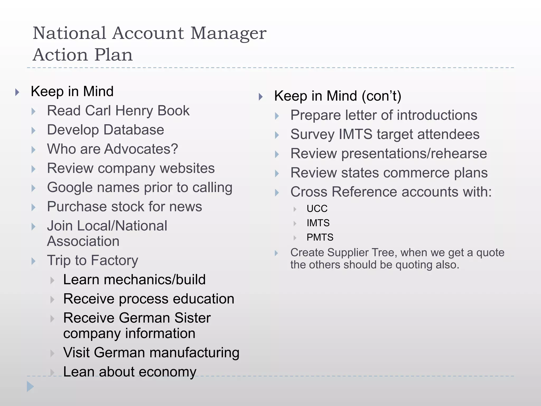 National account manager plan | PPTX