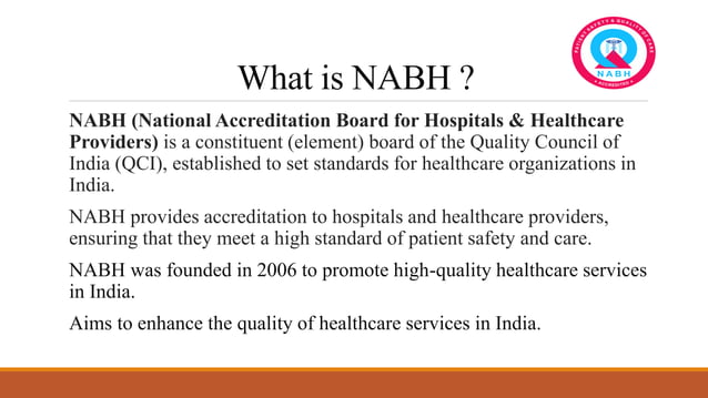 (NABH) National Accreditation Board For Hospital and Healthcare ...