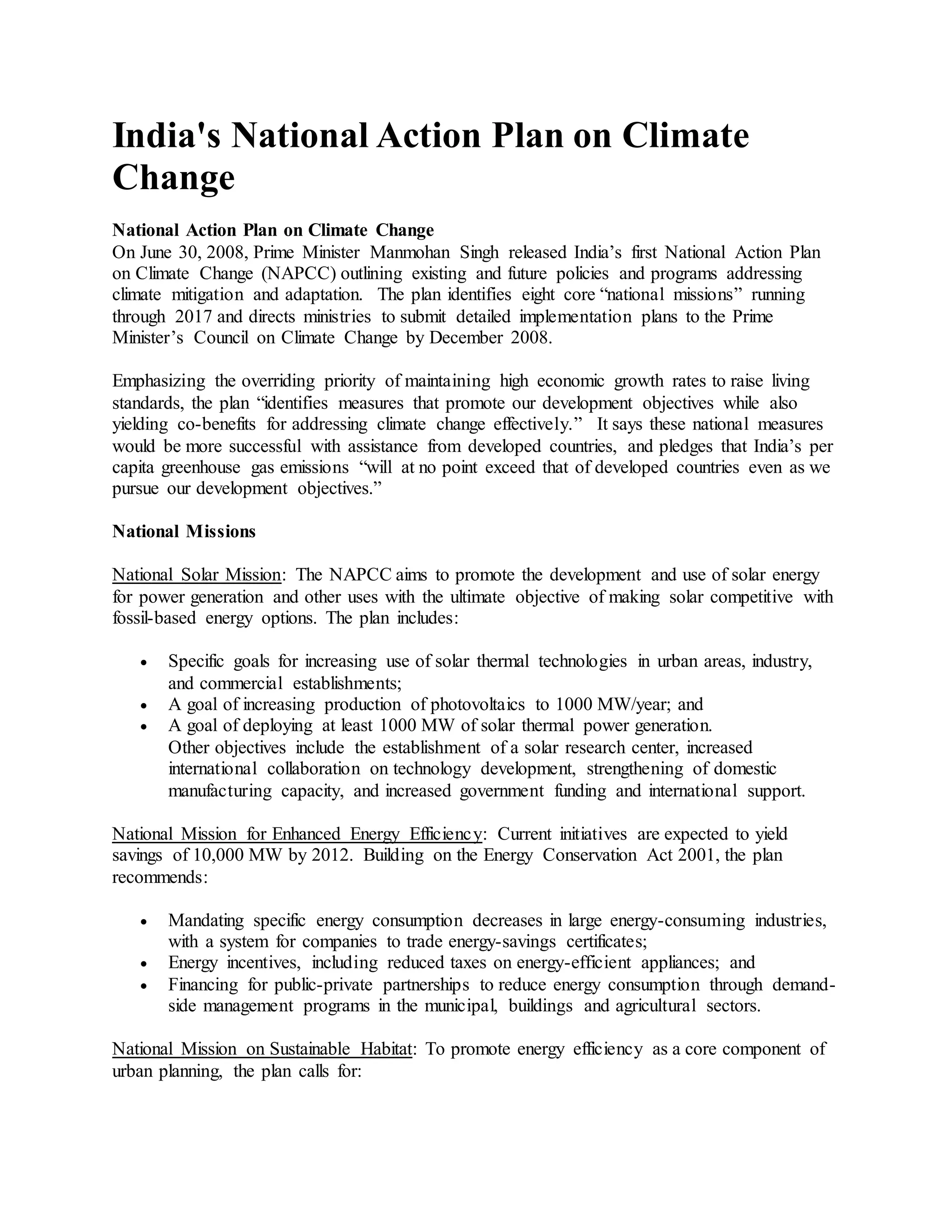 National Action Plan for Climatic Change | PDF