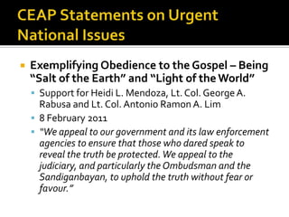 CEAP National Advocacy Commission Report | PPTX | Political Issues ...