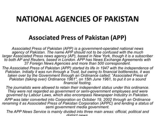 National agencies of pakistan | PPTX