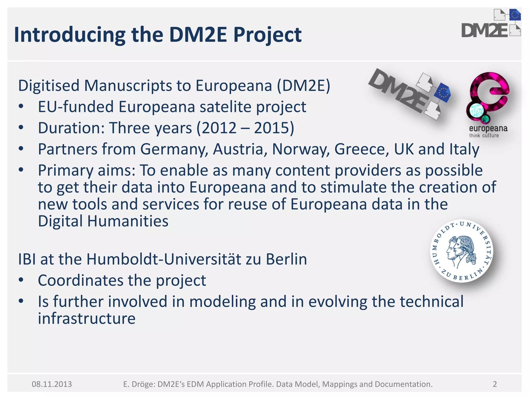 DM2E's EDM Application Profile - Evelyn Dröge | PDF