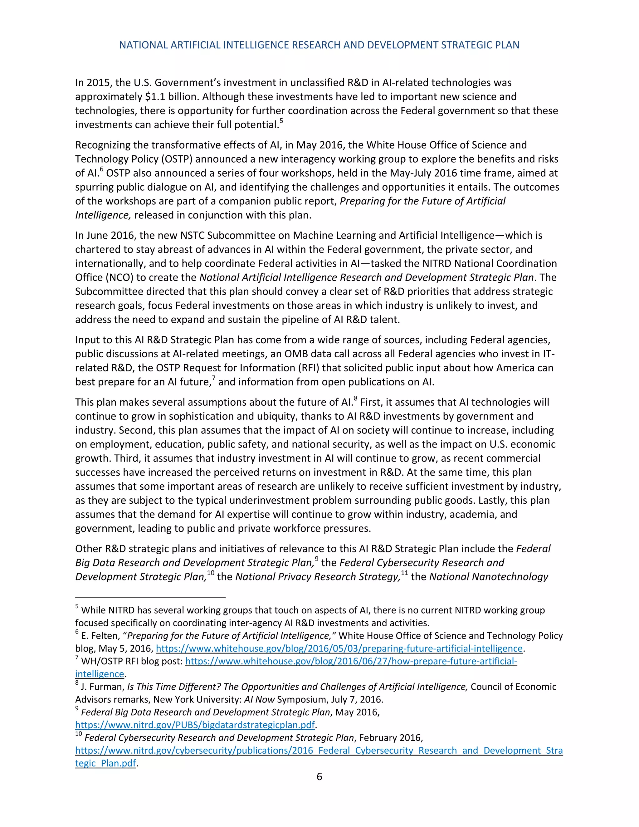 NATIONAL ARTIFICIAL INTELLIGENCE RESEARCH AND DEVELOPMENT STRATEGIC PLAN | PDF