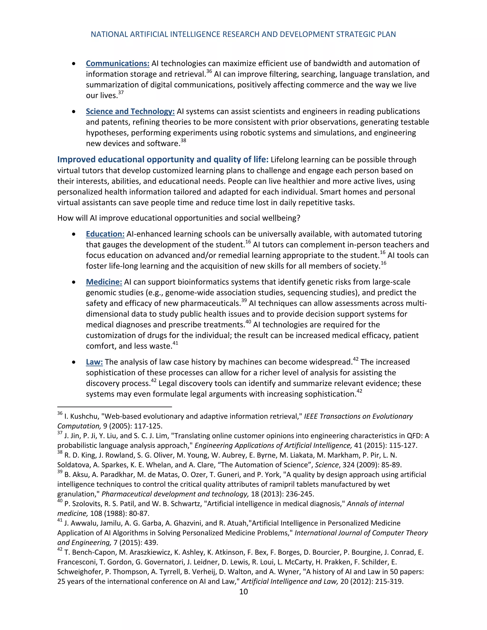 NATIONAL ARTIFICIAL INTELLIGENCE RESEARCH AND DEVELOPMENT STRATEGIC PLAN | PDF