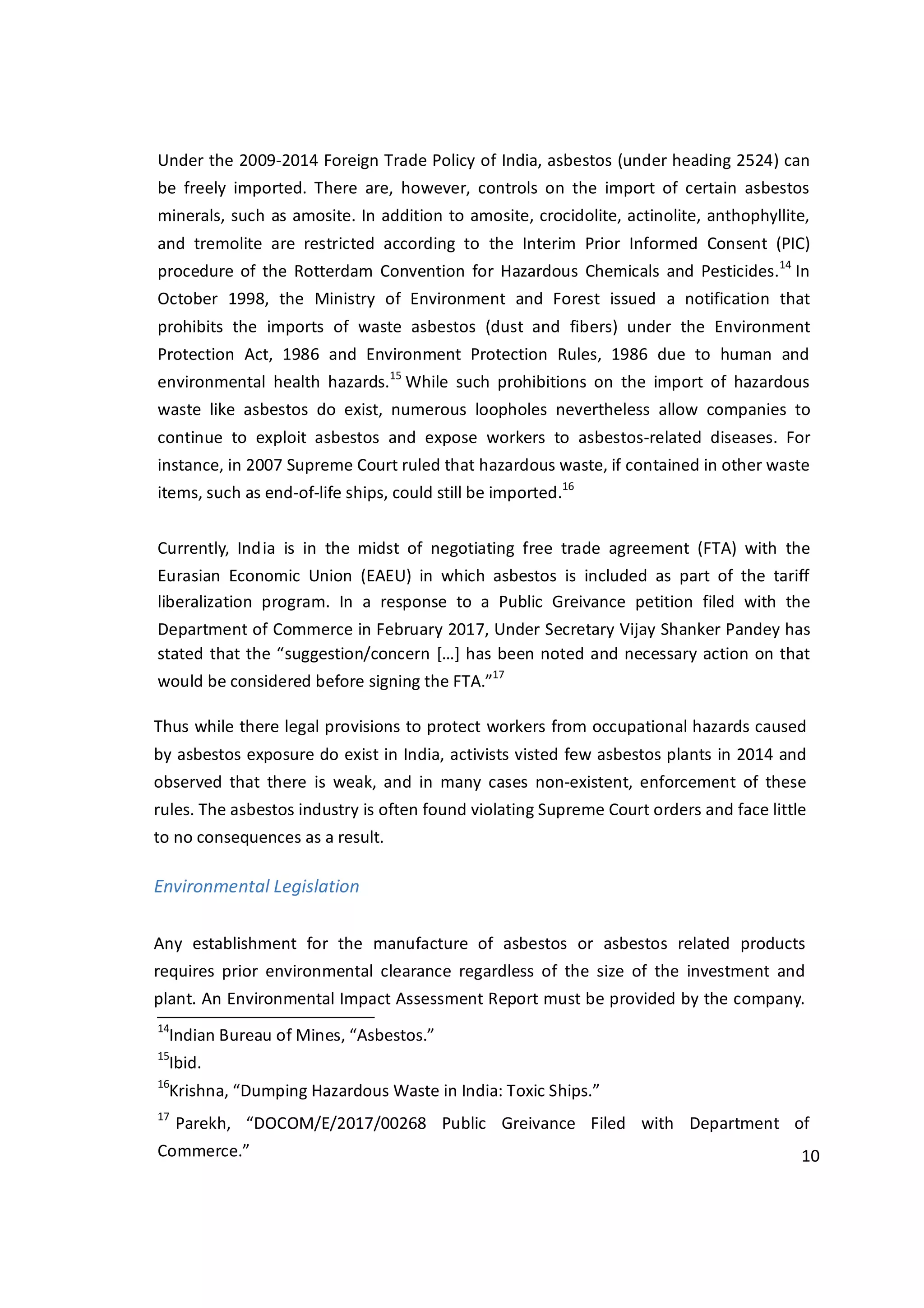 National Asbestos Profile of India | PDF