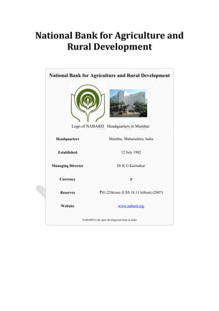 National bank for agriculture and rural developmen project for bfs | PDF