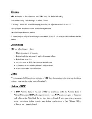Project on National Bank of Pakistan | PDF